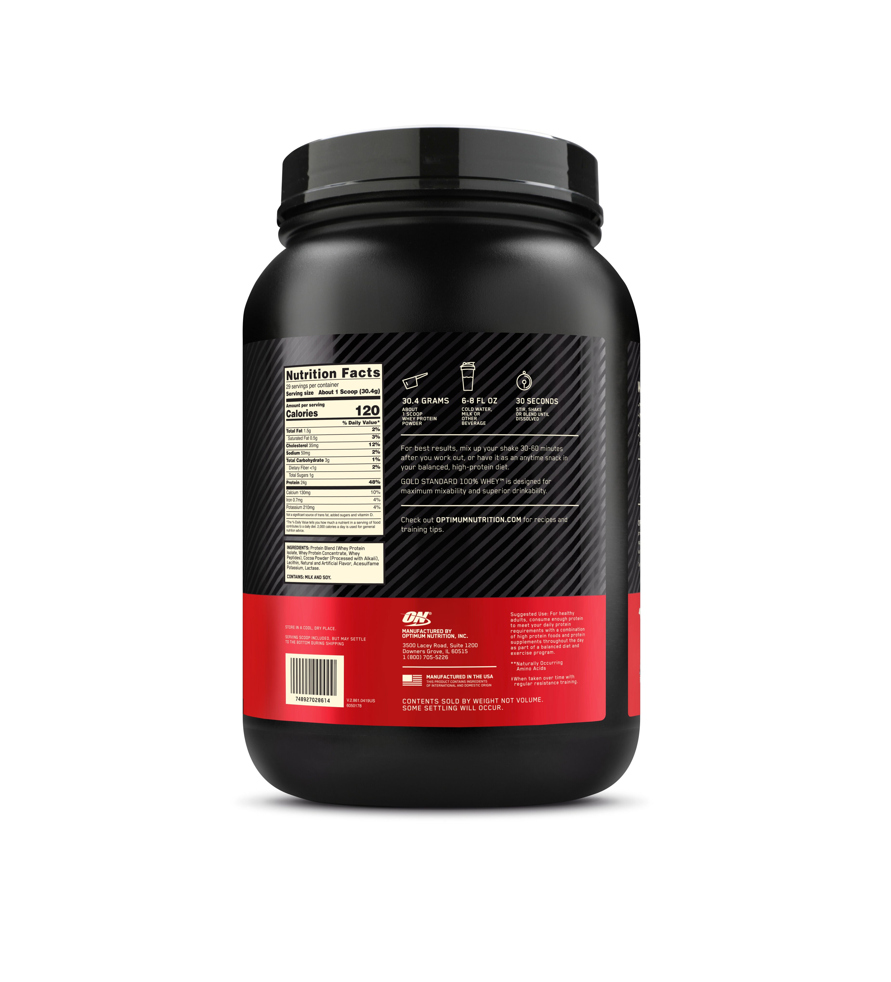 Optimum Nutrition Gold Standard 100 Whey Protein 2lbs Chocolate Hazelnut